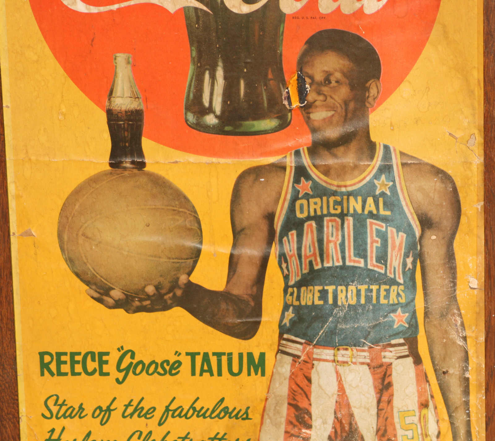Early 1950's Reece "Goose" Tatum, Coca Cola Paper or Thin Cardboard ...