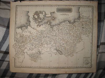 ANTIQUE 1817 PRUSSIA GERMANY TO BAVARIA AREA ARROWSMITH DATED MAP RHINE ...