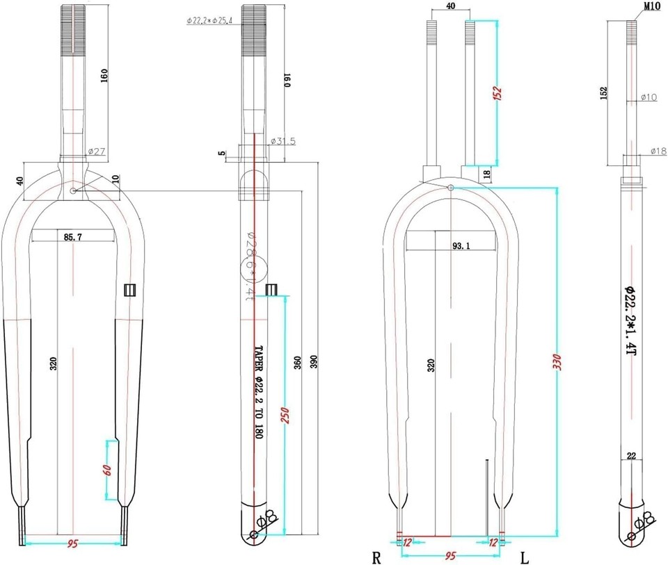 CDHPOWER 26" Springer Fork 1" Threaded Bicycle Fork Dual Spring ...