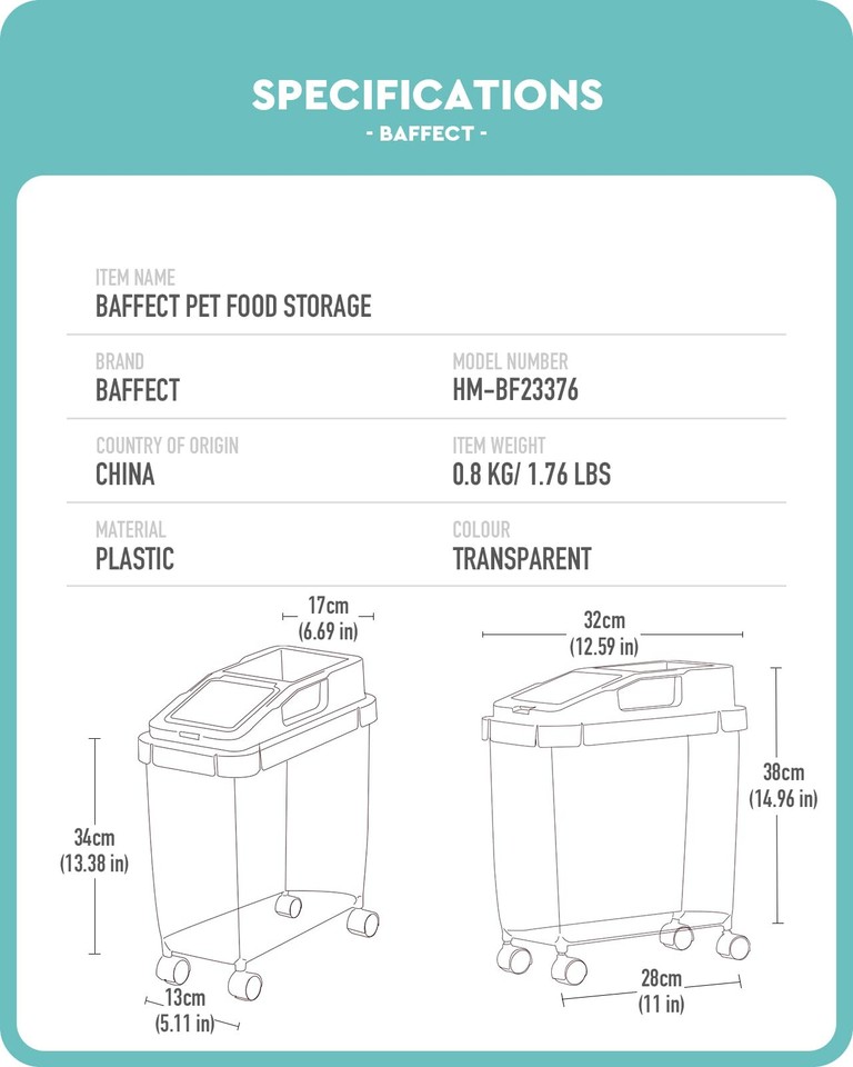 Baffect Airtight Pet Food Storage Container with Measuring Scoop Flip ...