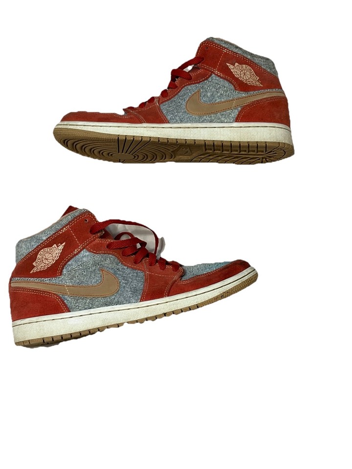 Size 8 Air Jordan 1 Mid Denim Red | eBay