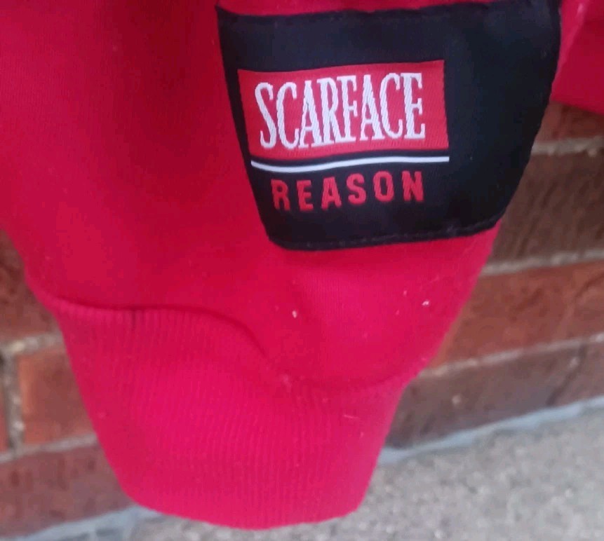 Scarface Reason Hoodie Mens Large Red Long Sleeve Pullover Side Pockets ...