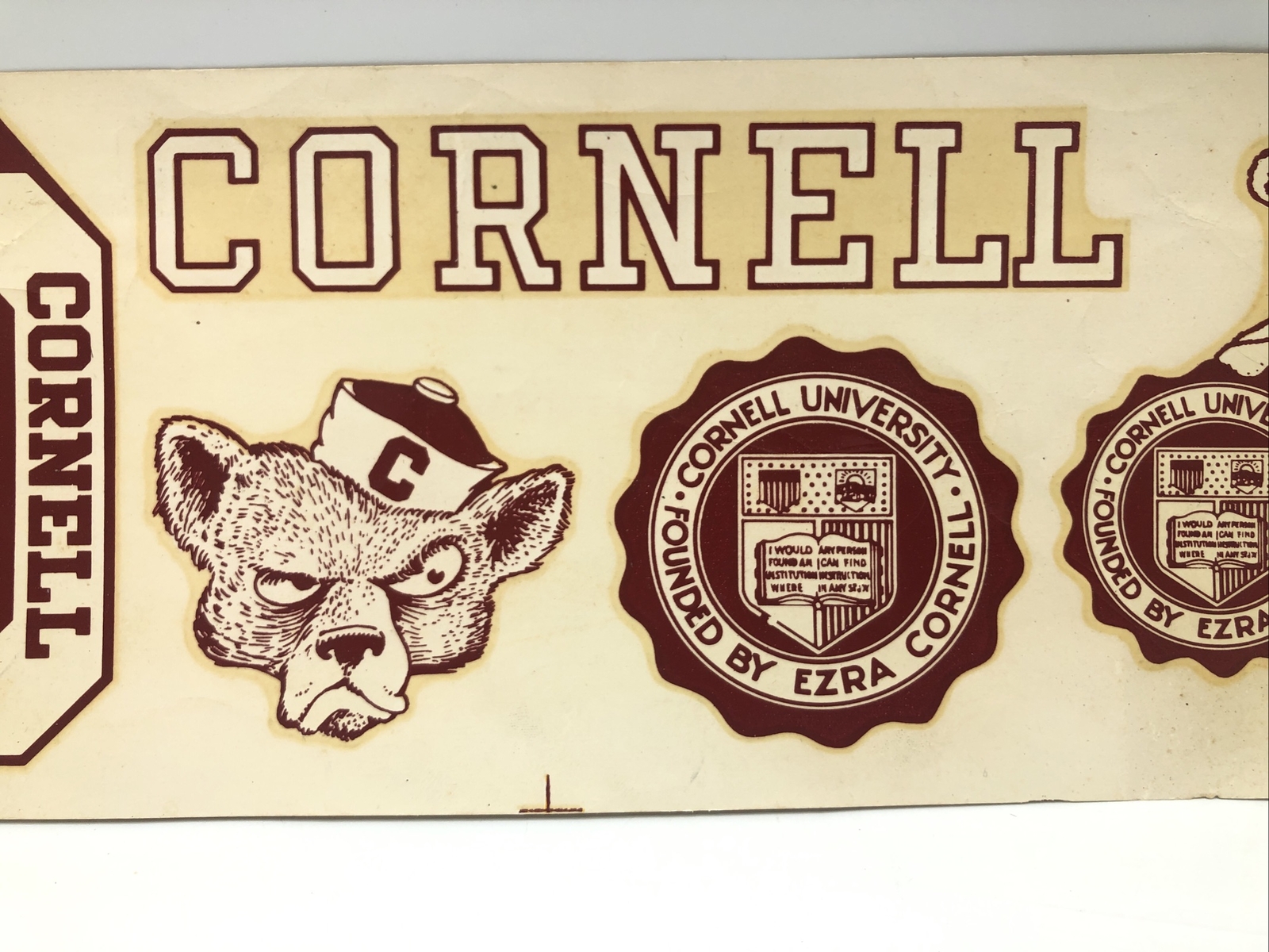 VINTAGE CORNELL UNIVERSITY “TOUCHDOWN” BEAR WATER DECALS - NORSID MFG ...