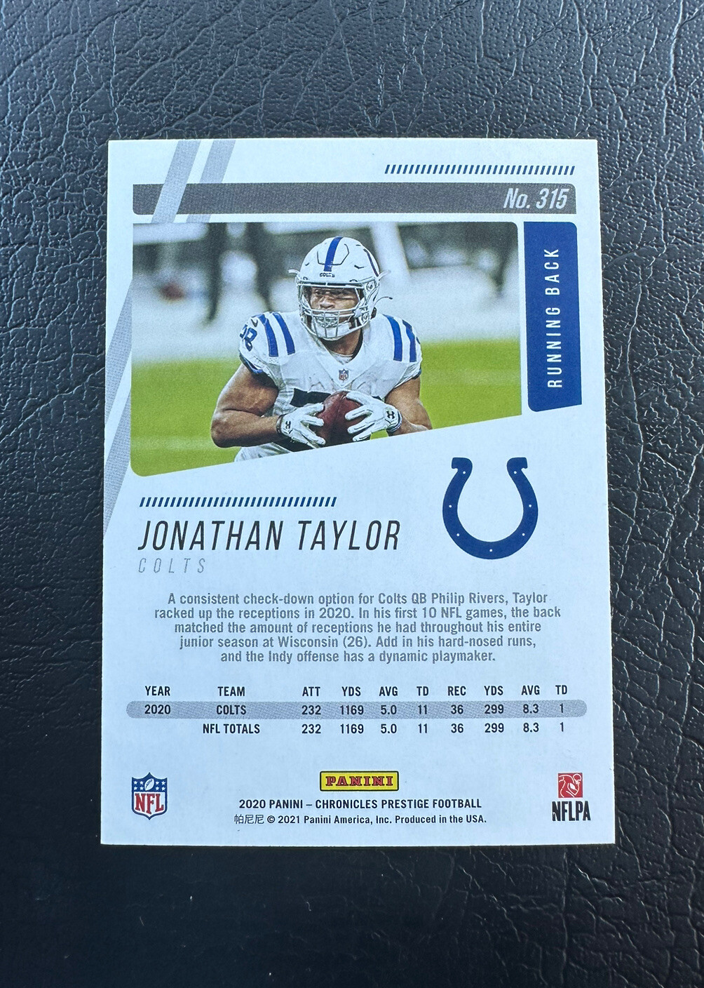 2020 Panini Chronicles - Prestige Rookies Update #315 Jonathan Taylor ...