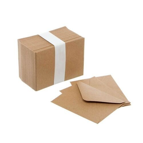 Mini Envelopes x100 Small Kraft Brown 85mm x 110mm For Wedding RSVP ...