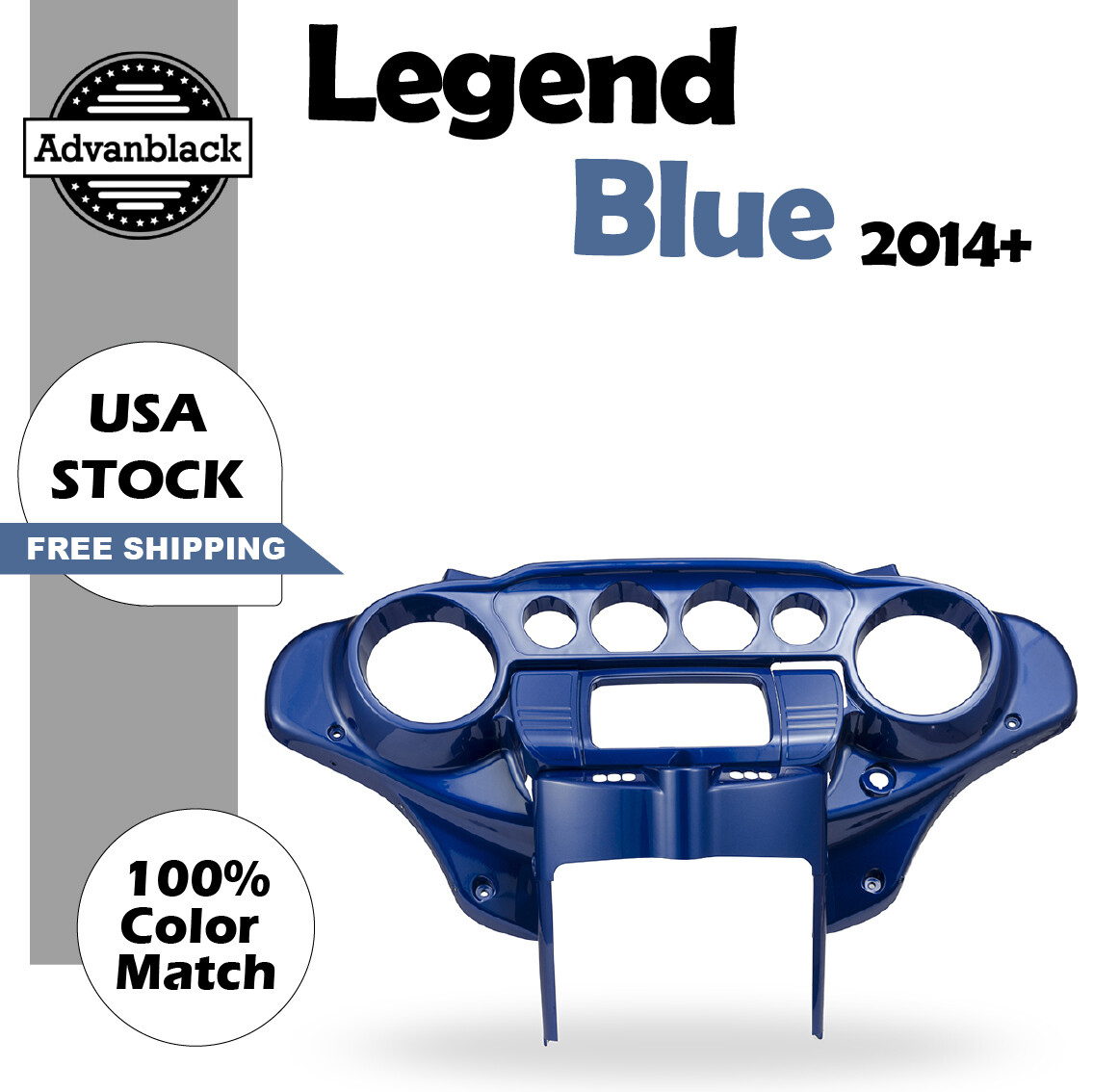 Advanblack Legend Blue Batwing Inner Dash Fairings Cap Bagger Fits ...