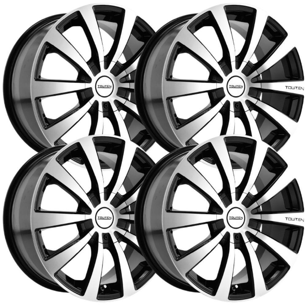 (Set-4) Touren TR3 16x7 4x100/4x114.3 42mm Black Machined Wheels Rims ...