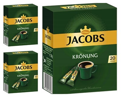 Pack of 3 x Jacobs KRONUNG - Instant Coffee - 3 x 20 pcs Sticks 36g / 1 ...