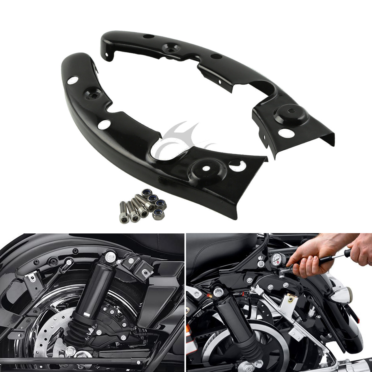 Black Rear Fender Struts Covers For Harley Touring FLHR FLTR FLHX 2009 ...