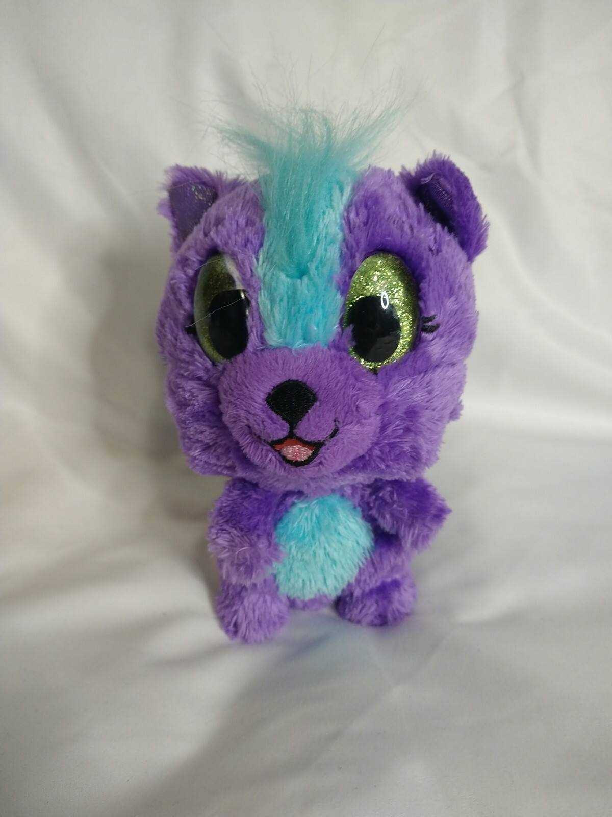 Hatchimals Plush Blue Purple Skunk Glitter Eyes Stuffed Animal Spin ...