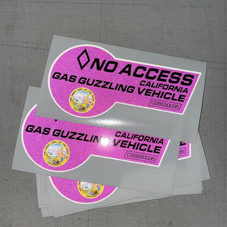 No Access Clean Air Vehicle Gas Guzzler V8 California PURPLE Vinyl ...