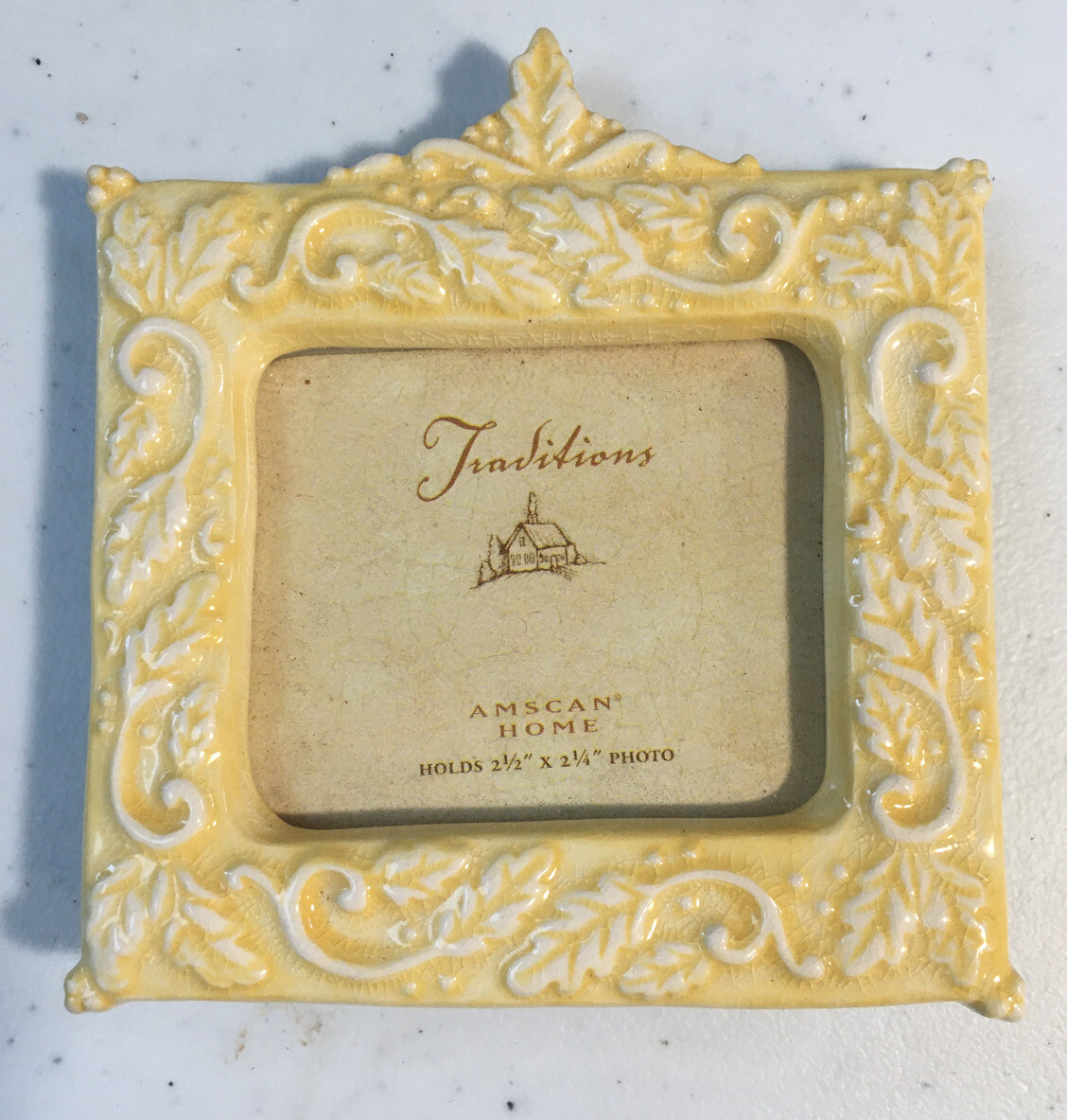 Traditions Ceramic Frame Yellow/White With Trailing Leaf Design ...