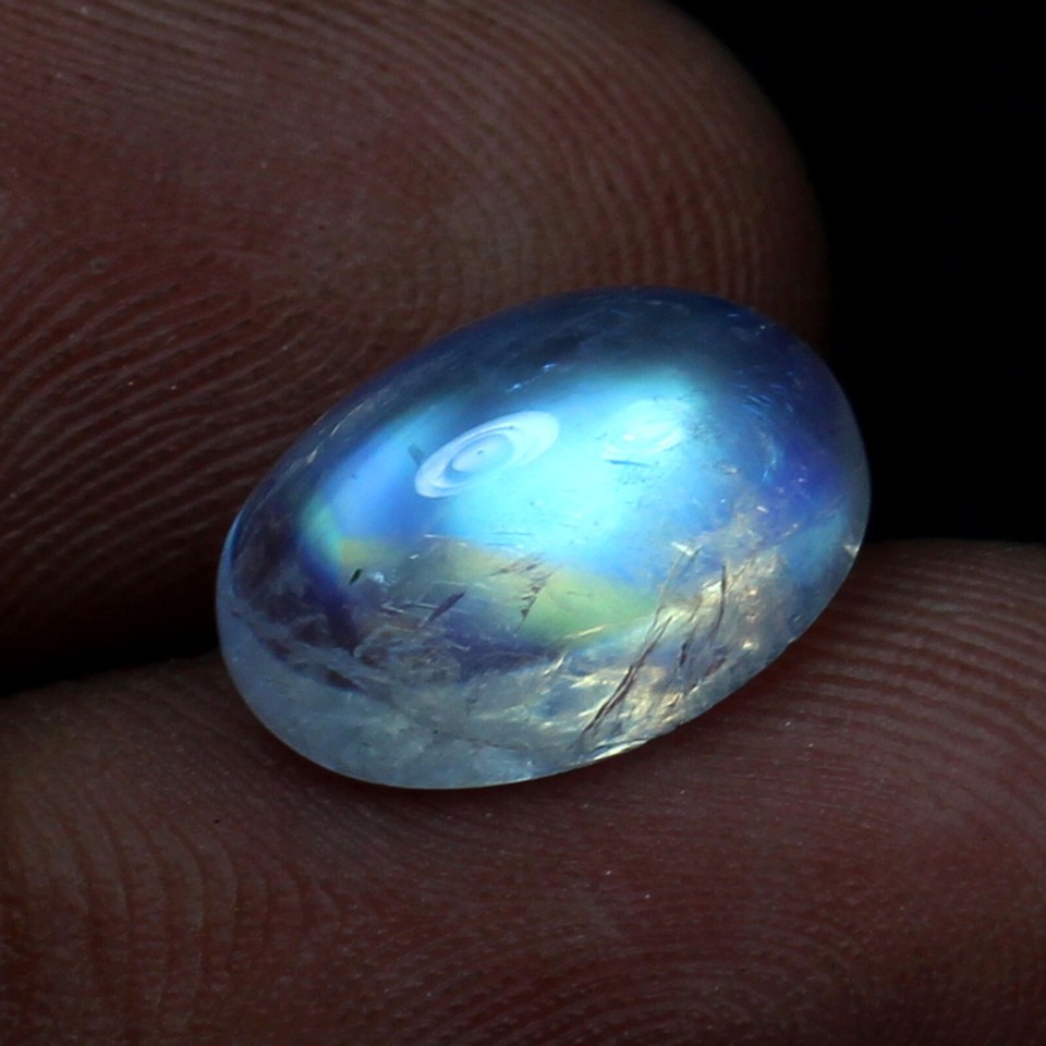 AAA Rainbow Moonstone Oval Shape Blue Fire Moonstone Gemstone Cabochon ...