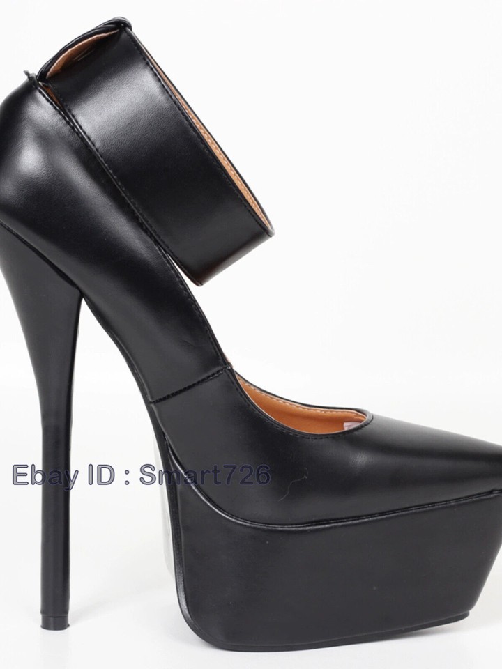 Womens Metal Super High Heel Stiletto Platform Lock Strap Clubwear ...