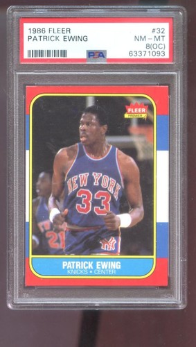 1986-87 Fleer #32 Patrick Ewing Pat ROOKIE RC PSA 8 (OC) Graded ...