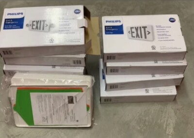 Philips Thermoplastic LED White Emergency Exit Sign with Battery | eBay