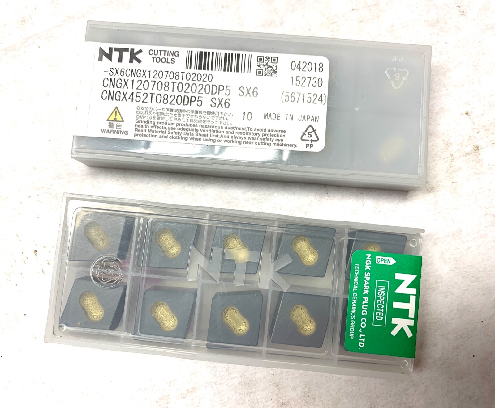 NTK Ceramic Inserts - CNGX120708T02020DP5 SX6, CNGX452T0820DP5 - Qty ...