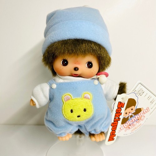 Monchhichi Bebichhichi S size blue bear romper thumb sucker plush doll ...