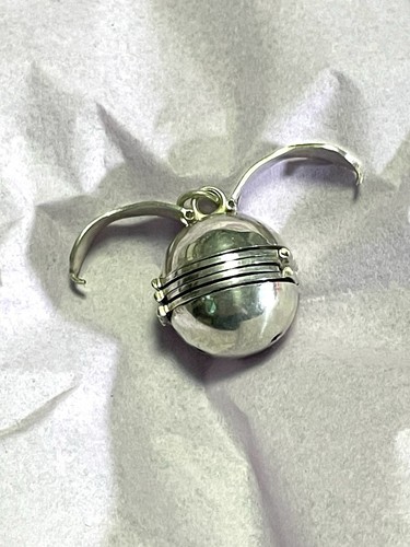 Vintage Sterling Silver Photo Locket Folding Ball Pendant 6 Panel Orb ...