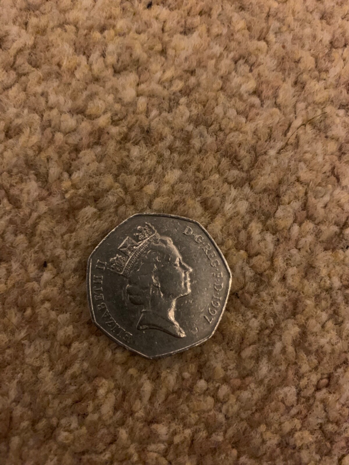 Rare 50p Coin (1997) with HRH Queen Elizabeth's 2nd Portrait on Coin ...