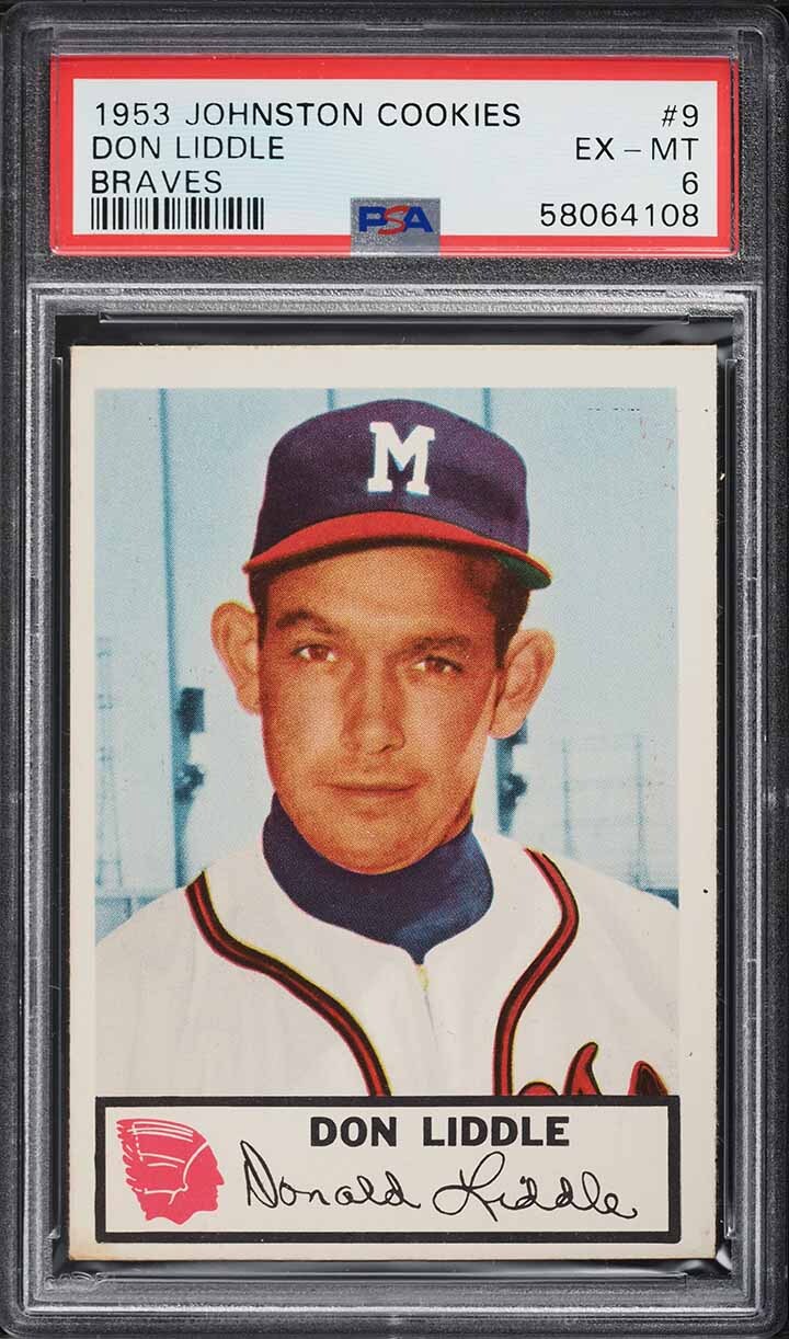 1953 Johnston Cookies Braves Baseball Don Liddle #9 Braves PSA 6 | eBay