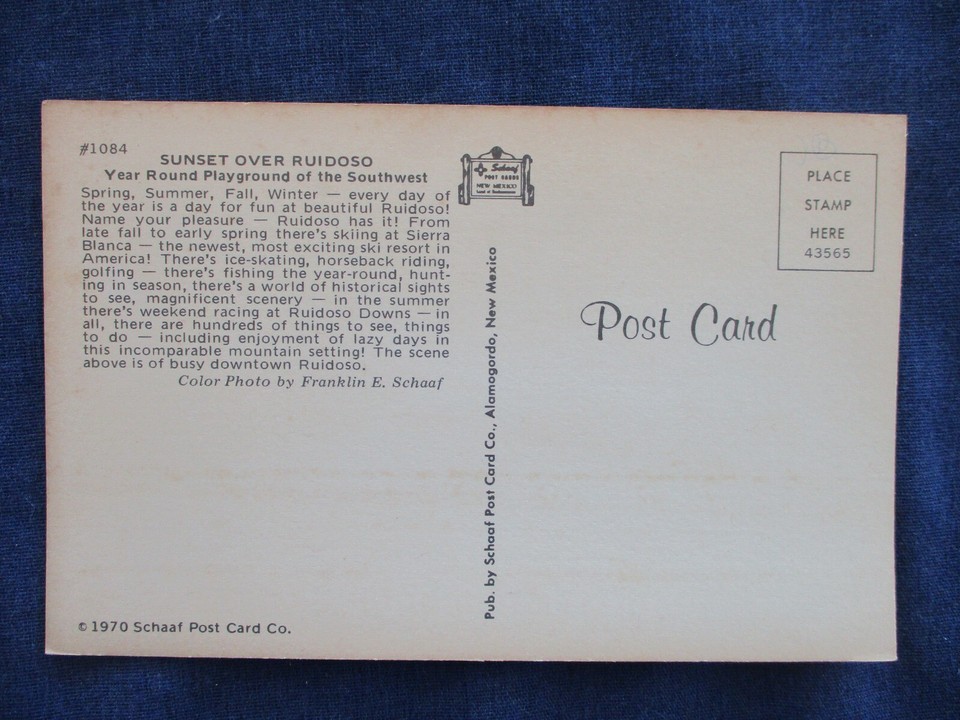 1970 Ruidoso New Mexico Street Scene Sunset Postcard | eBay