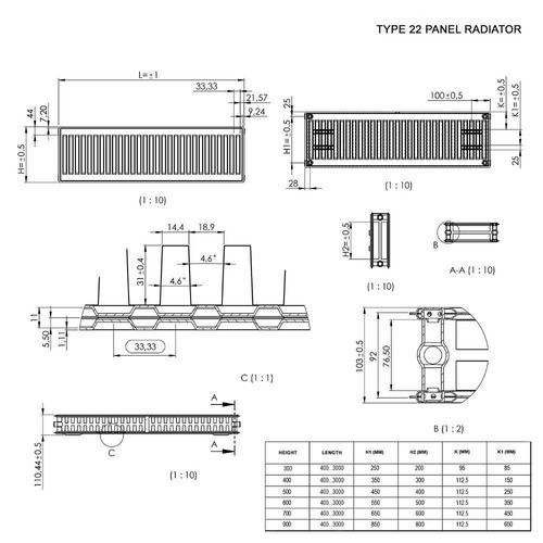 Compact Convector Radiator White Type 11 21 22 400mm 600mm Central ...
