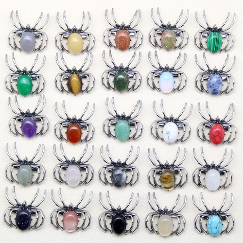 10pcs Mixed Natural Stone Spider Pendants Brooch Chakra Reiki Healing ...