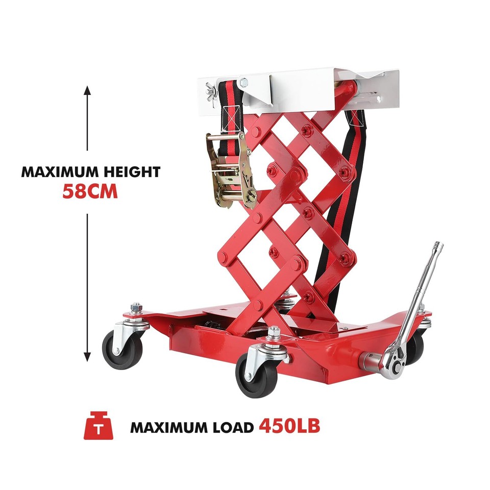 450 Lbs Capacity Low Profile Transmission Jack W/Safety Straps 7-23 ...