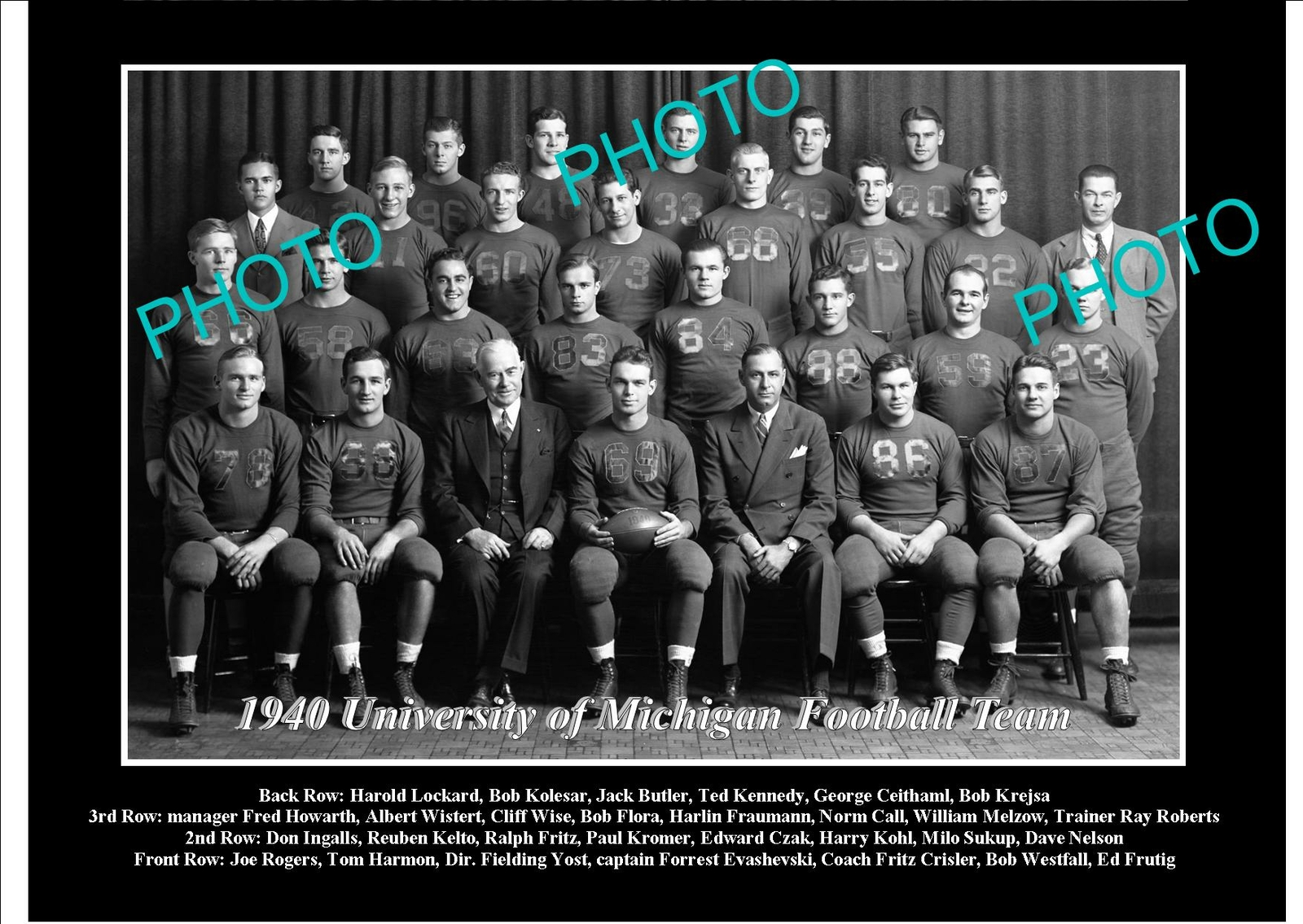 OLD POSTCARD SIZE PHOTO OF UNIVERSITY OF MICHIGAN FOOTBALL TEAM 1940 ...