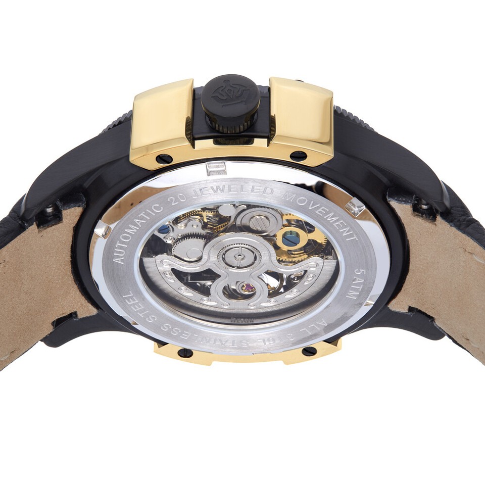 Reign Solstice Automatic Semi-Skeleton Watch - Black/Gold | eBay
