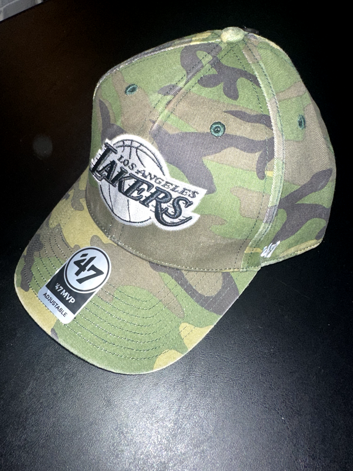 NEW Los Angeles Lakers '47 Brand NBA Clean Up Dad Hat Adjustable Camo ...