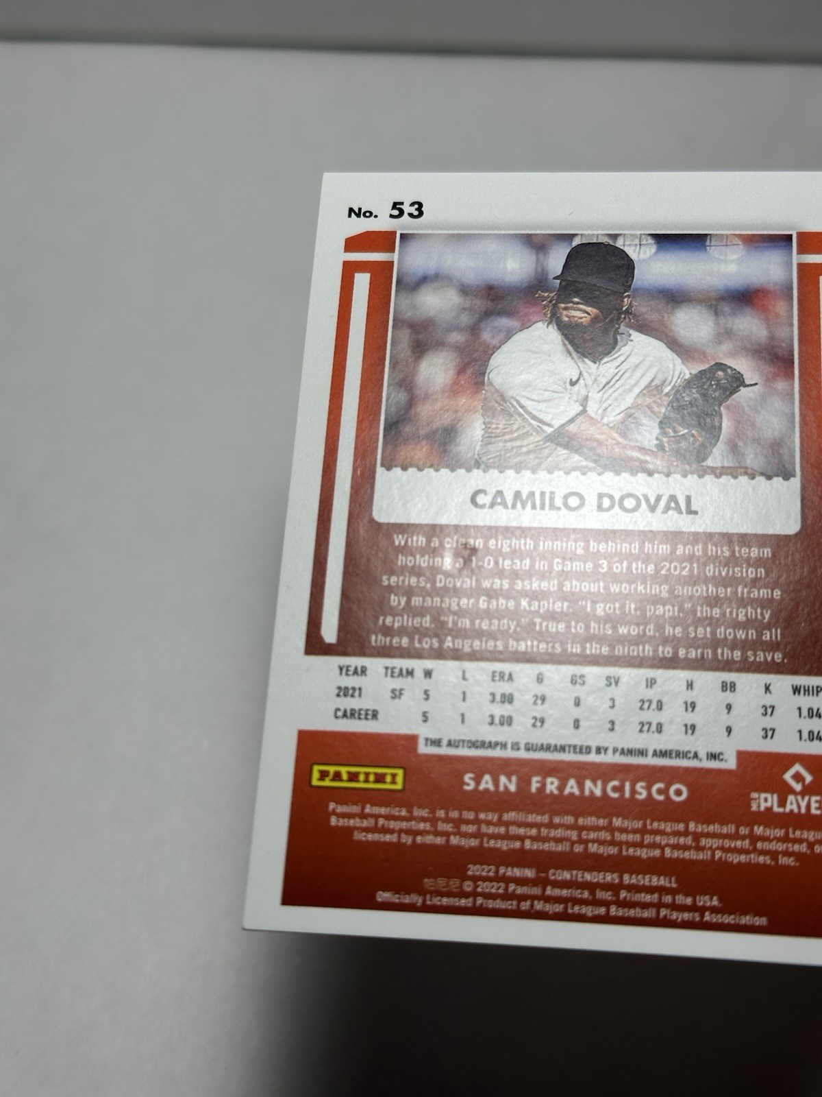 2022 Panini Chronicles - Contenders Rookie Ticket Camilo Doval #53 ...