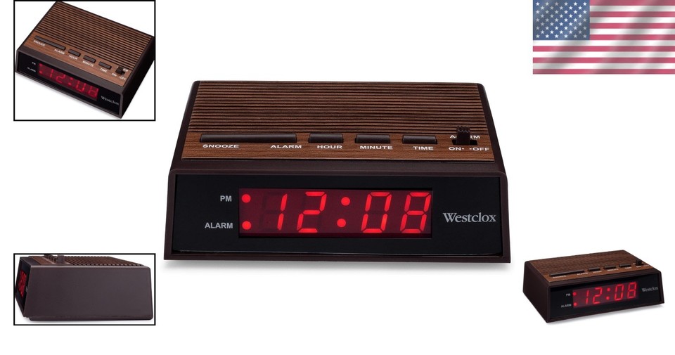 Retro Wooden Style Digital Alarm Clock Bright Red LED, Easy Read ...