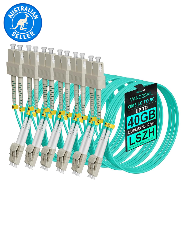 6 Pack LC to SC Fiber Patch Cable OM3, Multi Mode Fiber Optical 10G ...