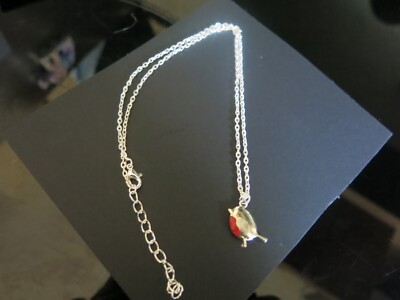 beautiful silver plated pendant with red enamelled robin + gift bag ...