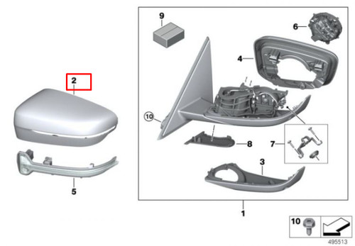 NEW BMW 3 G20 FRONT LEFT DOOR MIRROR COVER 51168492899 ORIGINAL NO DUTY ...