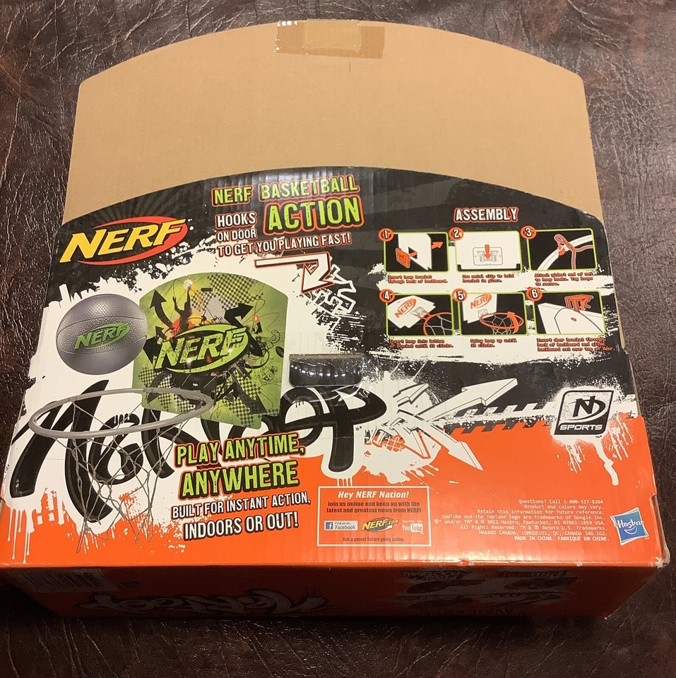 New Nerf N-Sports Nerfoop Set, Green/Grey~Mini Basketball Set Hooks On Your Door | eBay