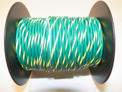 100 FOOT SPOOL 18 GAUGE GXL HI TEMP WIRE GREEN/YELLOW STRIPE AUTOMOTIVE ...