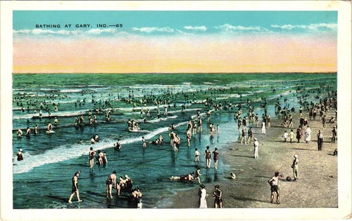 Gary Indiana Bathing Beach Lake Michigan Postcard 1920s | eBay