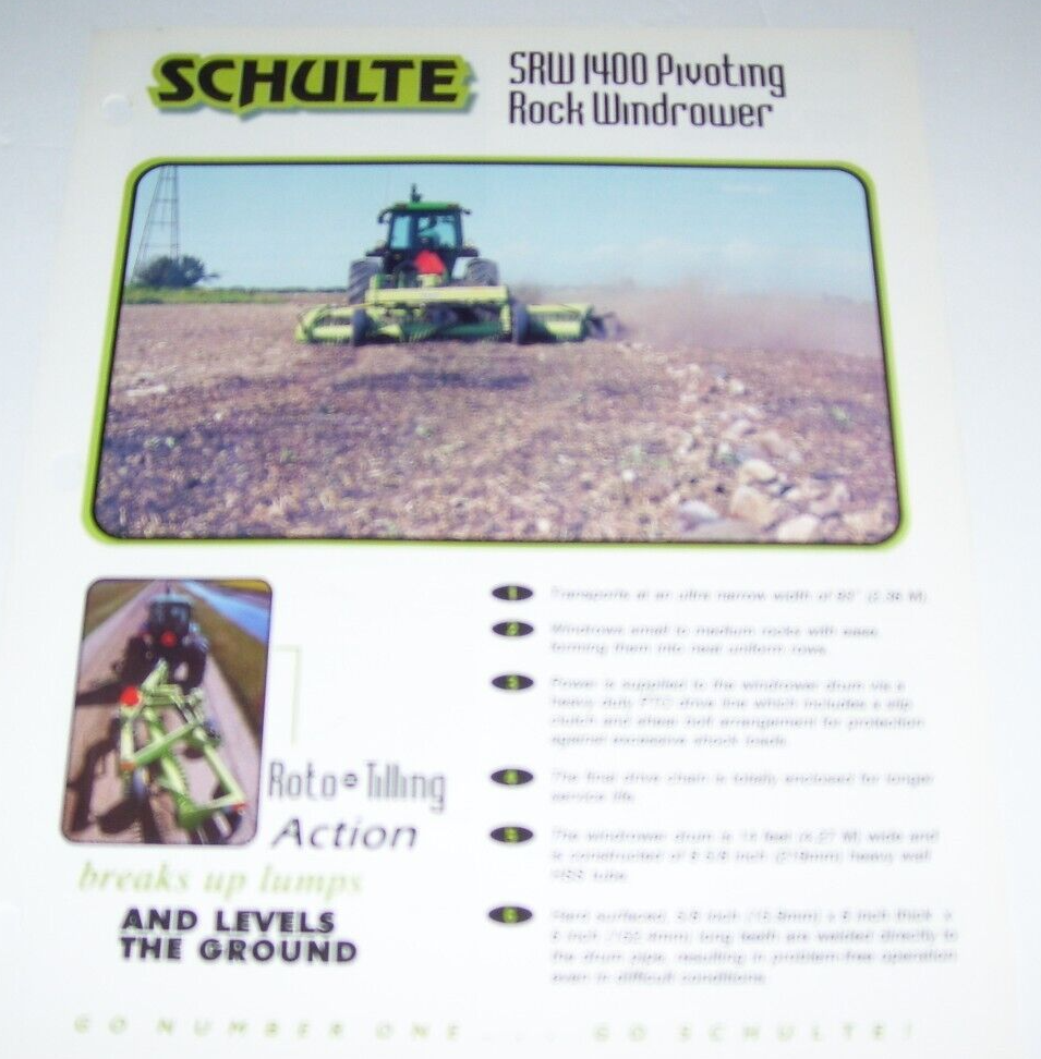 SCHULTE PIVOTING ROCK WINDROWER SRW 1400 ROTO TILLING Level Ground Info ...