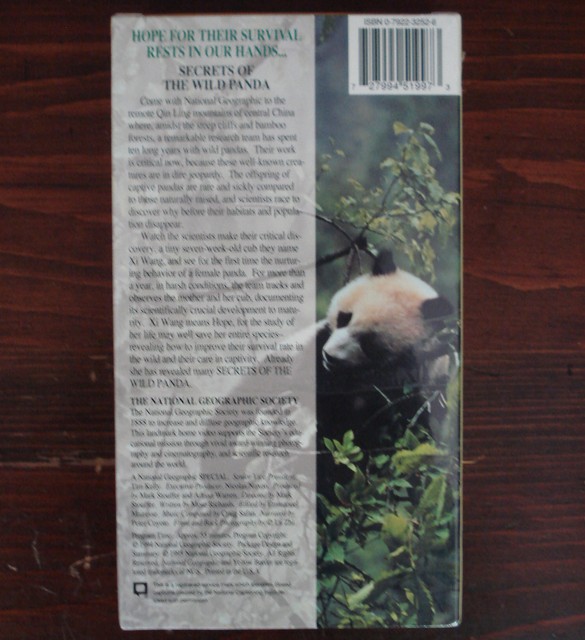 National Geographic Video - Secrets of the Wild Panda (VHS, 1997) for ...