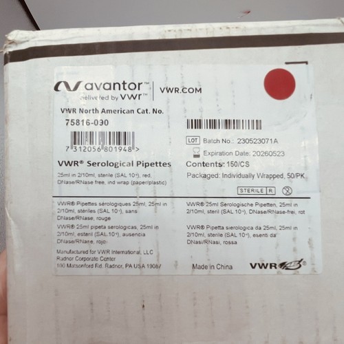 LOT OF 150 VWR Avantor 75816-090 Serological Pipettes 25mL in 2/10mL ...