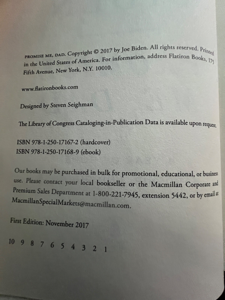 Joe Biden Promise Me Dad Signed First Edition President 2017 Book | eBay