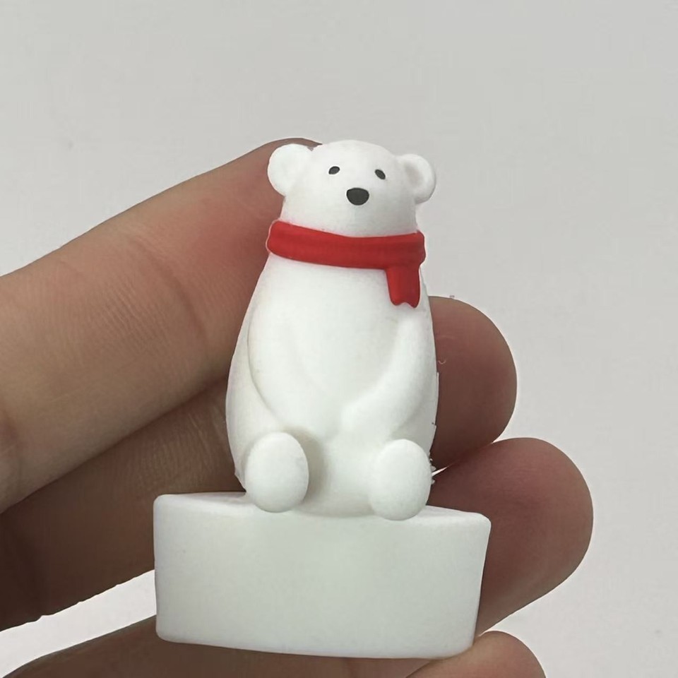 Decole Concombre Polar Bear with Red Scarf on Ice Miniature Kawaii ...