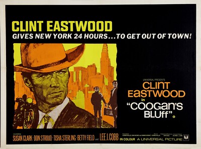 COOGAN'S BLUFF 1968 UK Quad poster print 30x40" Clint Eastwood Lee J ...