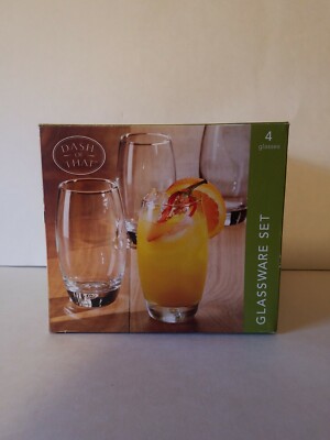 Dash Of That Glassware Set Cypress Tumbler 4 Glasses 16 oz New | eBay