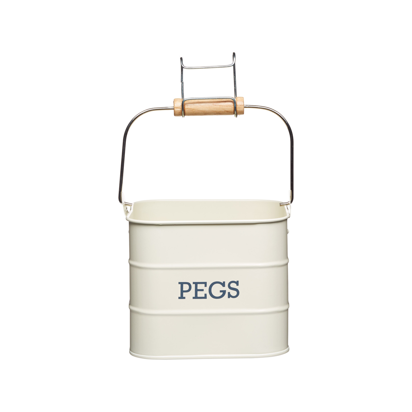 Kitchen Craft Cream Steel Living Nostalgia Clothes Peg Storage Tin ...