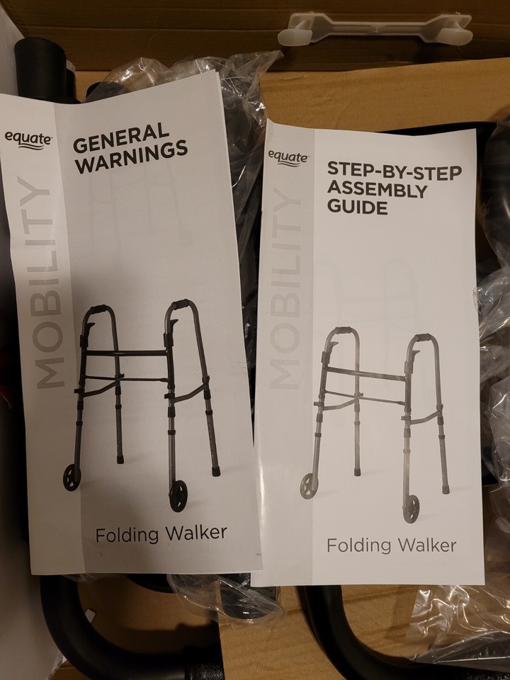 Black Mobility Folding Walker with 5" Wheels & Leg Extensions NEW OPEN ...