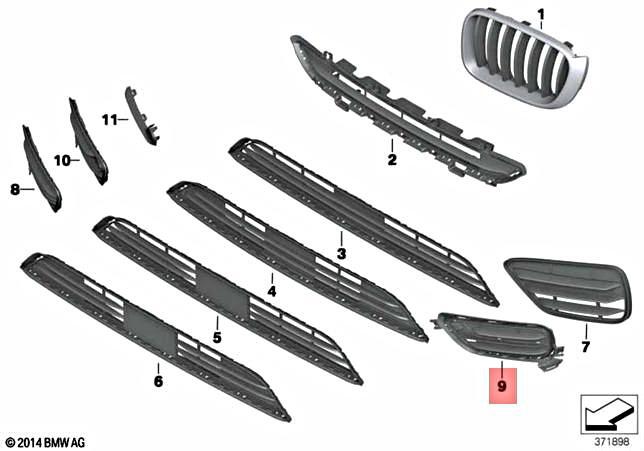 Genuine BMW X3 F25 Front Bumper X-LINE Grille Left OEM 51117347945 | eBay